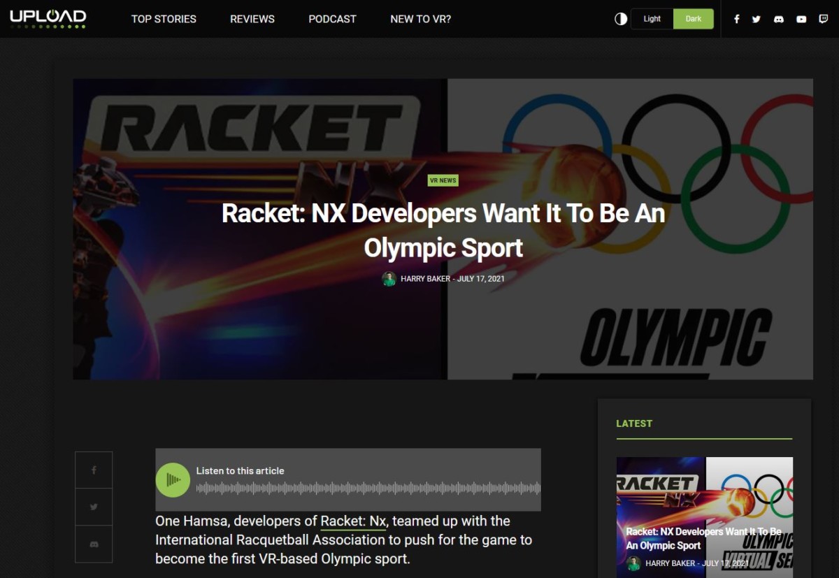 Racket: NX Developers Want It To Be An Olympic Sport – UPLOAD – Racket:Next